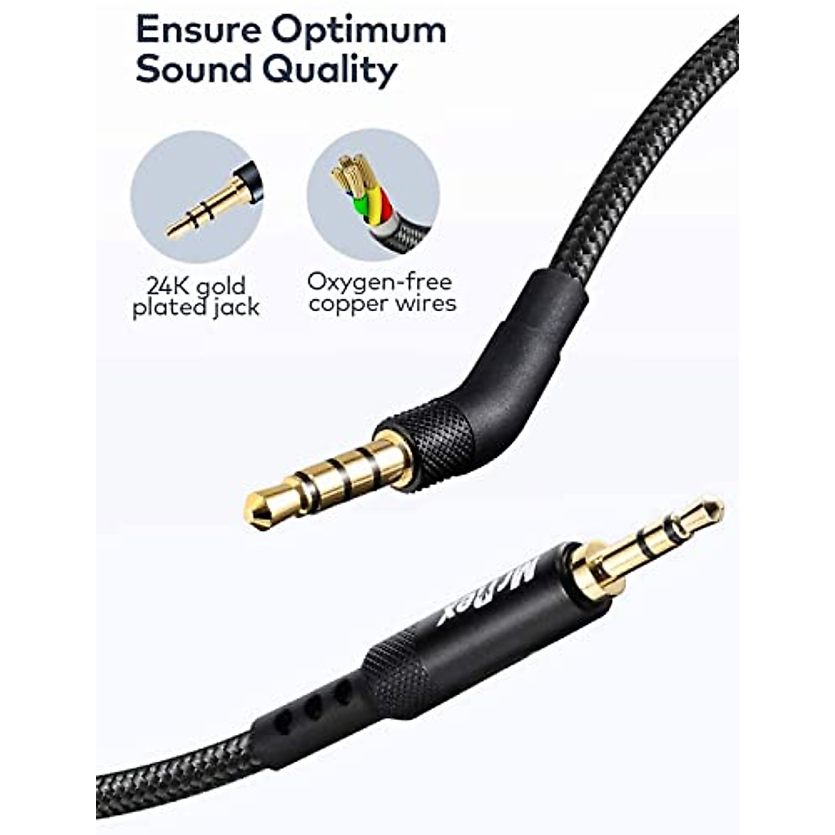 Mr Rex Replacement Cord for Bose 700 QC25 QC35II QC35 QC45 Headphones, JBL Everest 300 650BTNC E55BT Earphone, 2.5mm to 3.5mm Audio Aux Cable[2-Pack, 5ft Nylon-Braided with Mic + 5ft TPE no Mic]