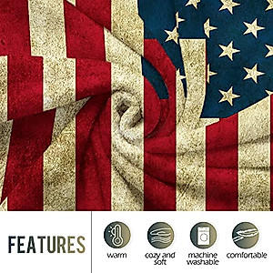 Levens US Flag Throw Blanket Gifts for Women Girls Boys, America Retro Decor for Couch Bed Sofa Travelling Camping, Birthday Christmas Soft Cozy Lightweight Blankets for Kids Adults Twin 60"x80"