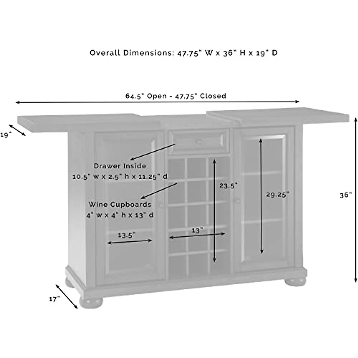Crosley Furniture Alexandria Sliding Top Bar Cabinet - Black