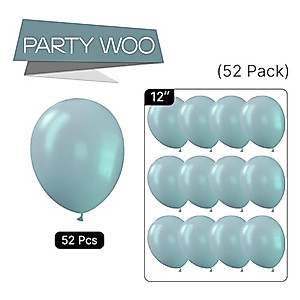 PartyWoo Dusty Blue Balloons 52 pcs 12 inch Light Blue Aqua Balloons for Graduation Wedding Baby Shower Gender Reveal Anniversary Graduation Birthday Party Decorations Blue-F28