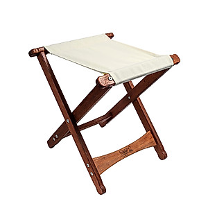 BYER OF MAINE, Pangean, Folding Stool, Natural, Hardwood, Easy to Fold and Carry, Wood Folding Stool, Canvas Camp Stool, Perfect for Camping, Matches All Furniture in The Pangean Line