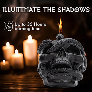 LIDY Big Black Skull Candle 36hr Burn - Unique Candles for Gothic Decor - Emo Goth Black Candles - Skeleton Candle for Creepy Decor & Gifts