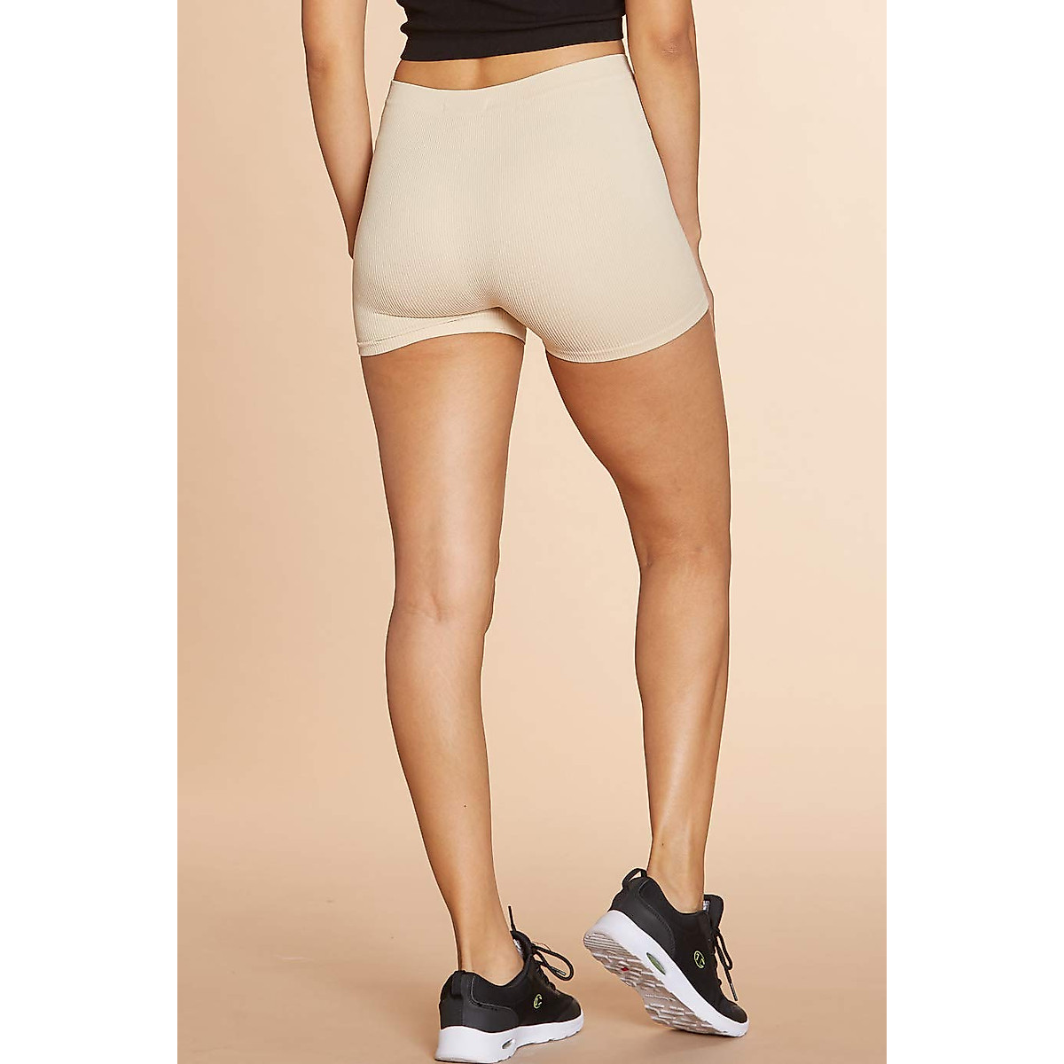 Urban Look Super Stretch Body Enhancing Workout Yoga Biker Shorts (Small/Medium, Short Nude)