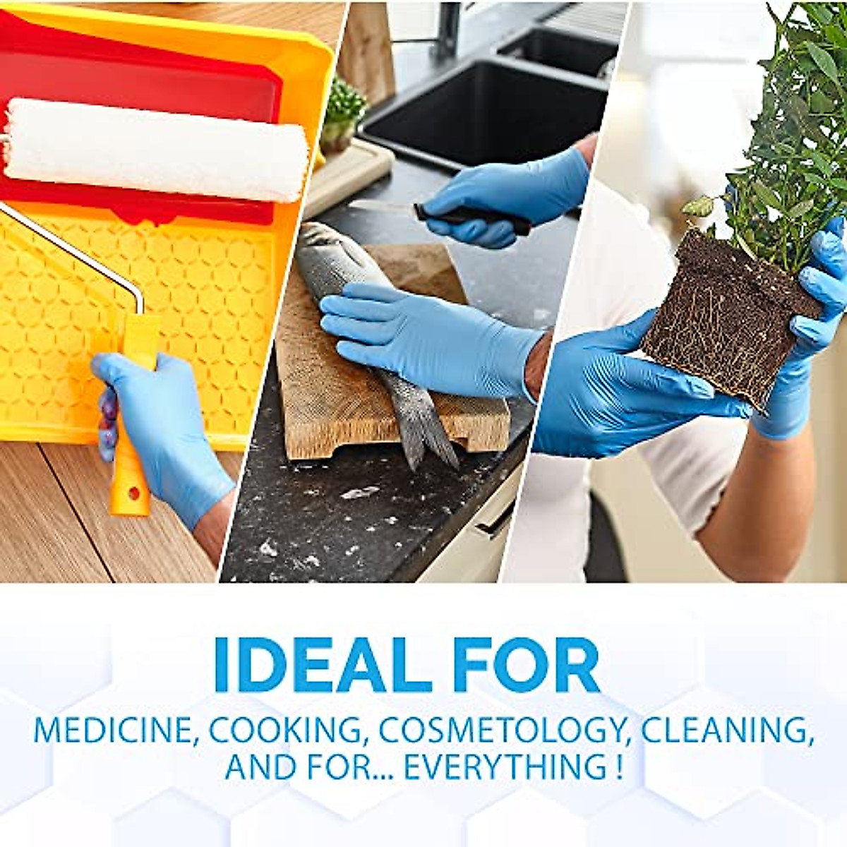 UniGroup Care [100 Pcs] Nitrile Gloves - Powder & Latex Free Disposable Exam Gloves - Medical and Food Grade - 3 Mil - Touch Sensitive - Medium