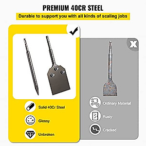 VEVOR SDS Plus Tile Removal Tool with Point Chisel for Floor Scraper and Concrete Demolition Chisel Bit 3.5" x 9.5"