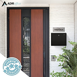 Adir Metal Suggestion Box with Lock and Slot, Wall Mount Deposit Box for Payments and Checks, Office Mail Box for Employees, Mailbox for House, Safe Drop Box with Keys - 3x10x12 Inch Black