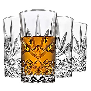 Godinger Highball Glasses, Tall Drinking Glasses for Water, Juice, Cocktails, Beer or Wine - Set of 4