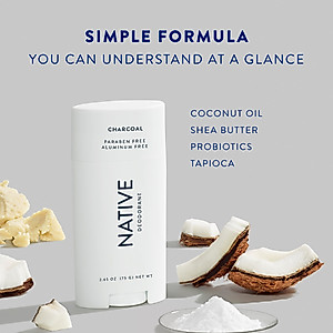 Native Deodorant | Natural Deodorant for Men, Aluminum Free with Baking Soda, Probiotics, Coconut Oil and Shea Butter | Charcoal