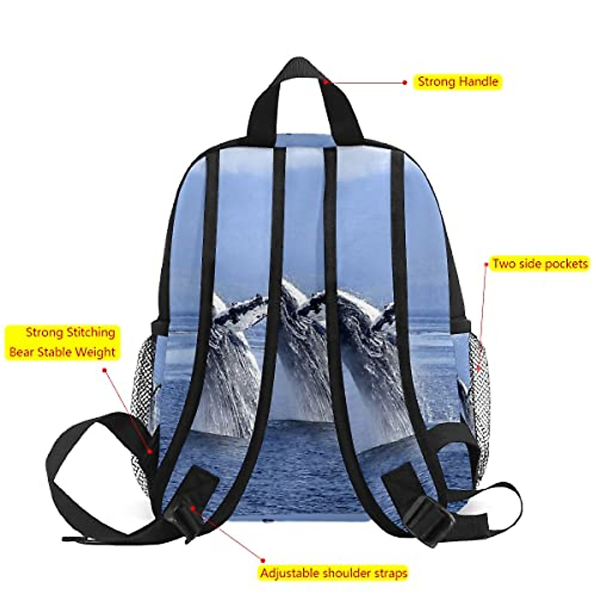 Girls Cute Mini Backpack Humpback Whales Natural Landscape Jumping Sea Small Backpack School Bag Lightweight Preschool Backpacks Fashion Backpack Purse for Women Travel Bag Daypack for Girls Boys