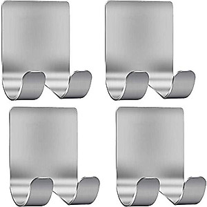 Deluxe Razor Holder for Shower-Hook Hanger Stand(4 Pack)Adhesive Stainless Steel Heavy Duty Utility Storage Hook,Shower Hook for Razor Bathroom Kitchen Organizer for Shaver Plug Robe Towel Loofah Coat
