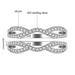 Uloveido 925 Sterling Silver Cubic Zirconia 2 Stackable Rings Enhancer for Women Wedding Engagement Anniversary Promise Rings Y2190 Size 7
