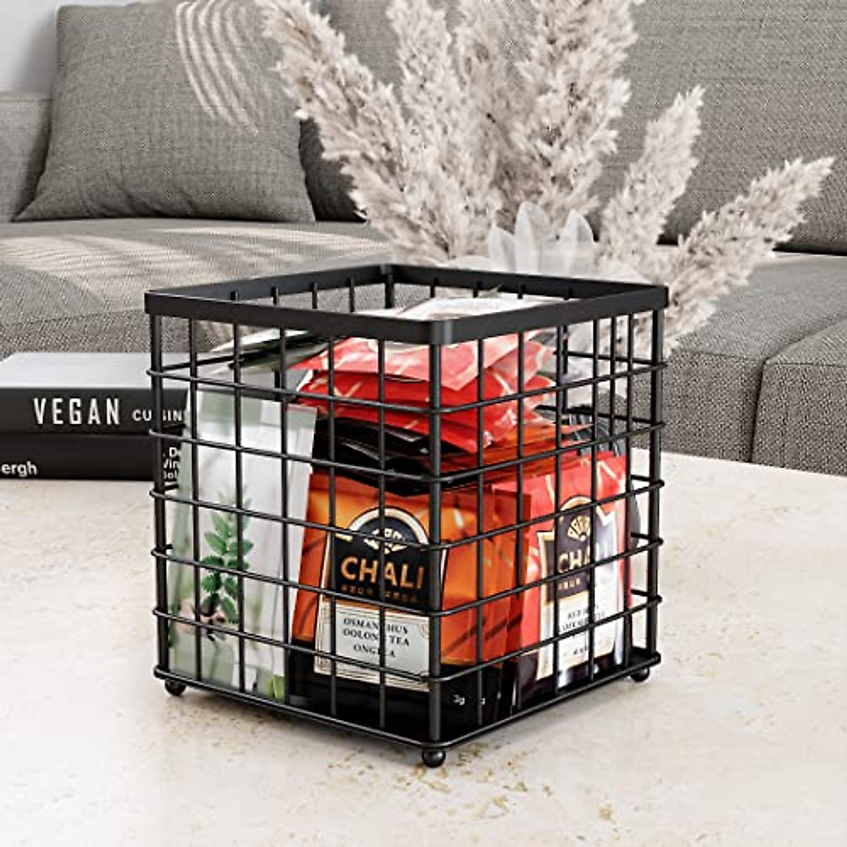 HORIAMIT Coffee Pod Holder Coffee Organizer, K Cup Holder for Counter K pod Container, Creamer Holder, Coffee Bar Accessories Basket Black K Pods Storage