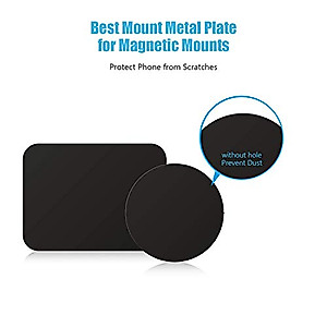 WixGear Mount Metal Plate with Adhesive for Magnetic Cradle-Less Mount - X4 Pack 2 Rectangle and 2 Round (Compatible with Magnetic mounts) (Black)
