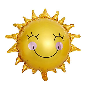 8PCS Sun Smil Foil Balloons Sunshin Aluminum Balloon Gold Summer Sun Helium Mylar Party Balloons for Birthday Baby Shower Christmas Party