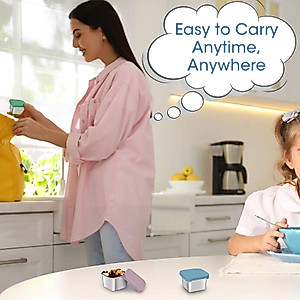 Haldane 8pack Snack Containers for Kids, Leak Proof Snack Pack Containers for Toddlers, Mini Stainless Steel Containers with Lids, Kids Lunch Box Containers for Daycare, School, Travel (6oz)