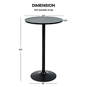 NChanmar Bar Table Round Pub Table Cocktail Bistro High Table with Black Top and Base for Home Kitchen Small Spaces