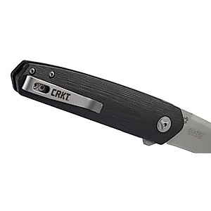 CRKT Cuatro Folding Carry Knife: Plain Edge Folder with Liner Lock - Everyday Carry Folded Knife with IKBS Ball Bearing Pivot System and G10 Handle 7090