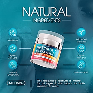 Retinol Cream for Face with Hyaluronic Acid – Collagen Face Moisturizer for Women and Men - Advanced Anti-Aging Formula for Lifting Skin – Reduce Wrinkles, Fine Lines and Dryness – 1.85 fl. Oz