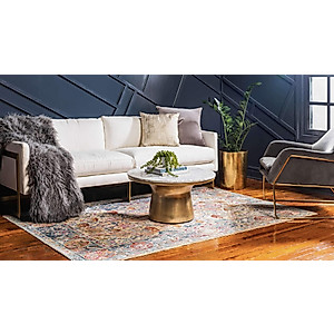 Unique Loom Austin Collection Botanical, Medallion, Vintage Area Rug, 8' 0" x 10' 0", Beige/Blue