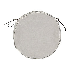 Classic Accessories Montlake FadeSafe Water-Resistant 18 x 2 Inch Round Outdoor Chair Seat Cushion Slip Cover, Patio Furniture Cushion Cover, Heather Grey, Patio Furniture Cushion Covers