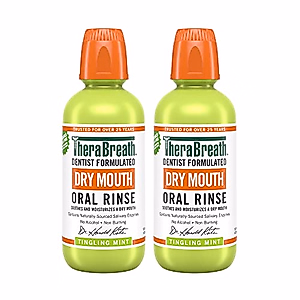 TheraBreath Dry Mouth Dentist Recommended Oral Rinse, Tingling Mint, 16 Fl Oz (Pack of 2)