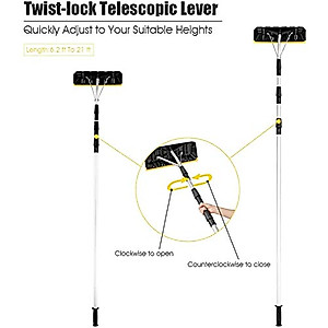 HAPPYGRILL 21 Feet Adjustable Roof Snow Rake with Large Blade Telescoping Scratch-Free Roof Snow Removal Tool