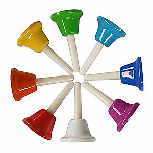 Yalloy Handbells Set Metal Hand Bells Set Coloful Toddler Handbell Musical Toy 8 Note Diatonic For Kids Bells Instrument,Festival,Musical Teaching,Church Chorus,Wedding,Family Party
