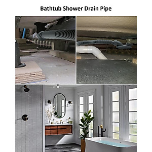 Nahntaipy Low Profile 1 1/2 P Trap Bathtub Shower Drain Pipe, Flat P Trap Freestanding Tub Drain for Bath