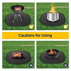 EAST OAK 36'' Fire Pit Mat for Low Smoke Outdoor Firepit Wood Burning Campfire, Portable fire Pit, Charcoal Grills, Wood Pellet Smokers, for Patio, Backyard, Deck, Garden and Poolside Use, Black