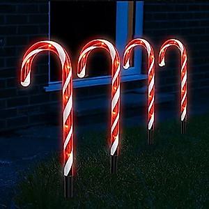 Dazzle Bright 16" 10 Pack Christmas Candy Cane Pathway Markers, 60 LED Outdoor Waterproof Candy Light with 8 Modes for Walkway Garden Lawn Christmas Decorations