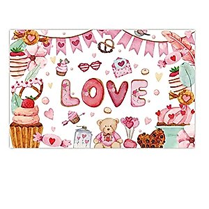 Large Happy Valentines Day Backdrop for Photography, Love Backdrop Decor Background Valentine's Day Banner Party Decorations