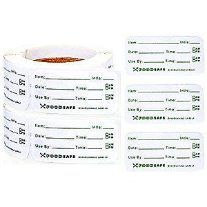 Kinteshun Food Storage Labels,Removale Dissolvable Food Preservation Sticker Label to Glass Plastic Metal Food Containers Jars for Kitchen Restaurant Food Storage Organization(500pcs,2x1")