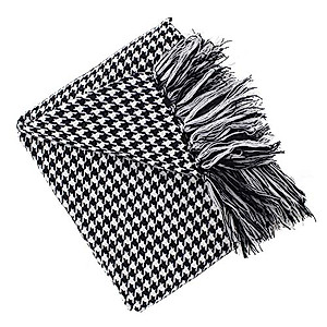 Fennco Styles Houndstooth Fringe Soft Throw Blanket - 50"x60"