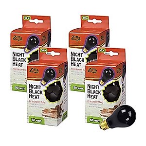 Zilla 4 Pack of Reptile Terrarium Heat Lamp Incandescent Bulbs, Night Black, 50W