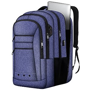 Large Backpack, Travel Backpack, Laptop Backpack, Durable 17 Inch Extra Large TSA Computer Backpacks with USB Charging Port, 40L High Capacity Water Resistant TSA Carry on Computer Business Bag, Blue