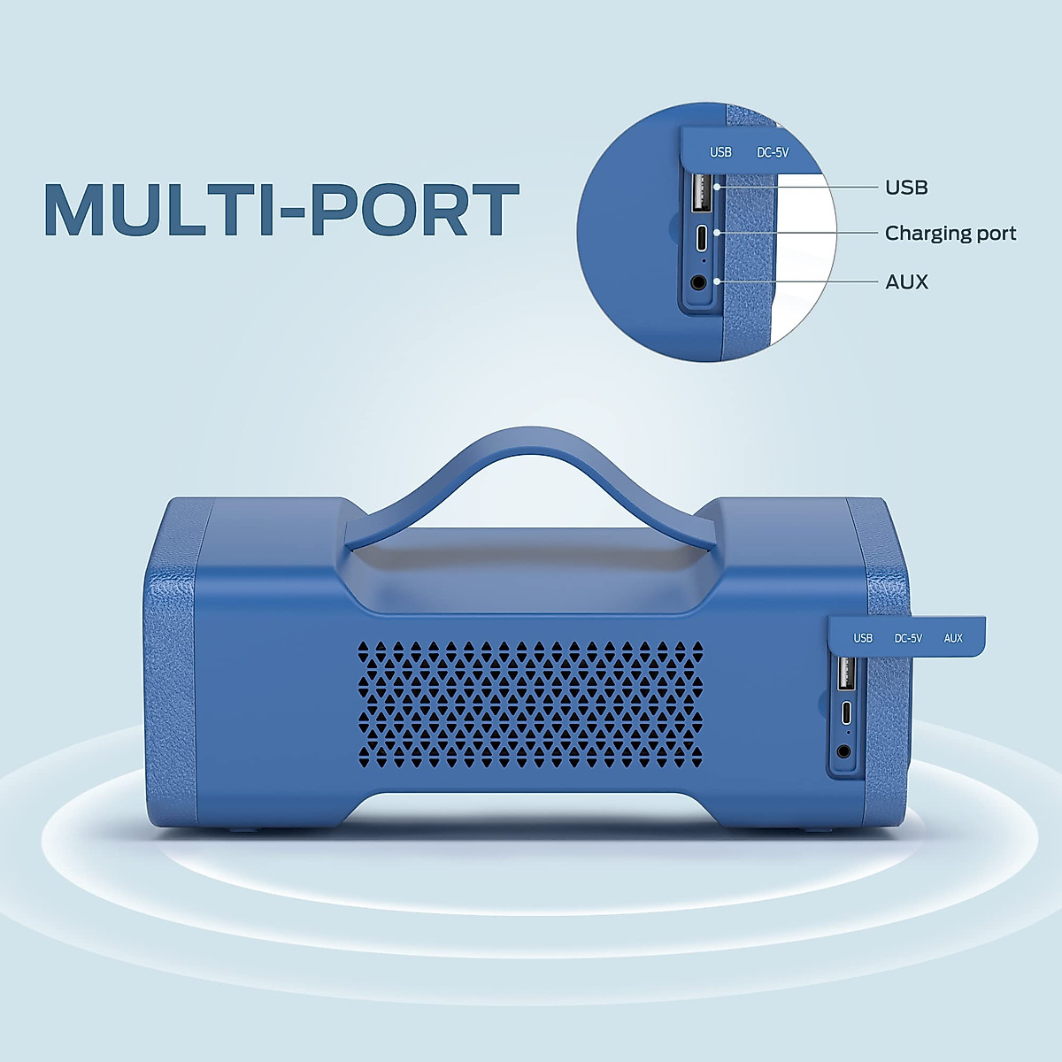 Oraolo Loud Bluetooth Speakers 40W Portable Bluetooth Speaker Large Stereo Sound, IPX6 Waterproof, Support USB/AUX Input, Built-in Mic for Home Party Outdoor (Blue)