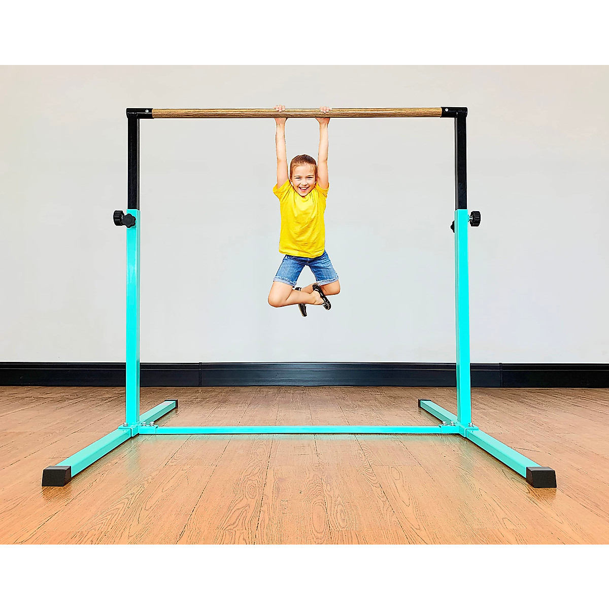 MARFULA 4FT Gymnastic Bar Set Gymnastics Horizontal Bar Gymnastics Kip Bar Teal Bar for Kids Home Use