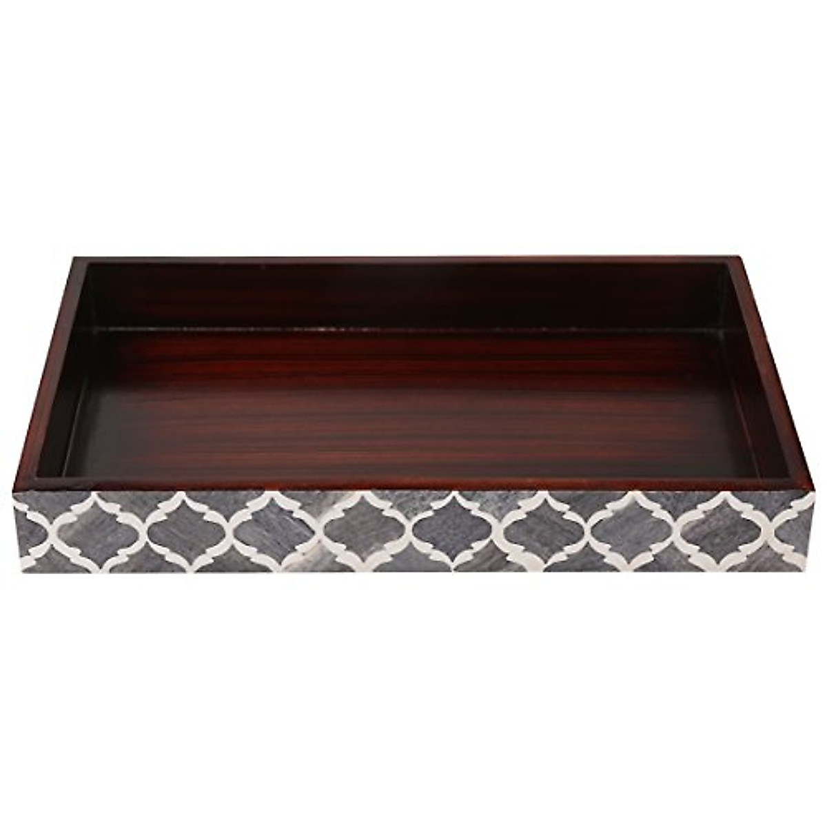 Decorative Guest Hand Towel Storage Tray Dispenser, Sturdy Holder for Disposable Paper Napkins - Bathroom Vanity Countertop Organization - 10x6 Inches, Grey-White, Gifts for Mom