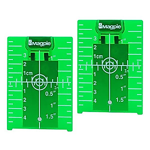 Magpie Laser Target Card Plate - Enhanced Visibility and Accuracy with Magnetic Super-Slim Plates, Measurement Scale in Both Inches and Centimeters, Designed for Both Red and Green Laser Devices