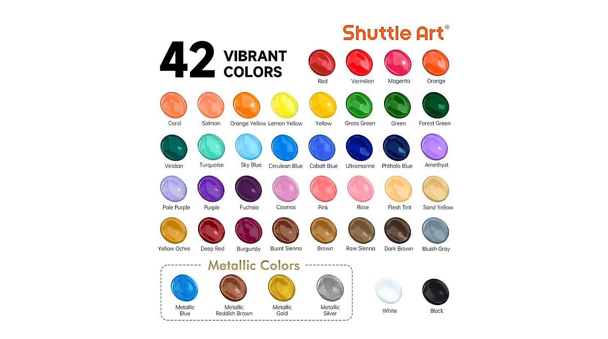 Shuttle Art Acrylic Paint Set - 42 Vibrant Colors
