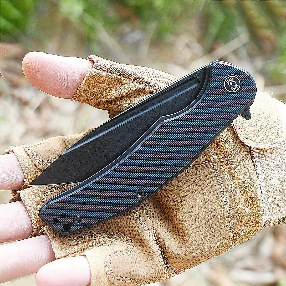 Miguron Knives M Velona Folding Knife,4.03" Black PVD 14C28N Blade Black G10 Handle With Titanium Pocket Clip,Camping Hiking Pocket Knife MGR-803BKII