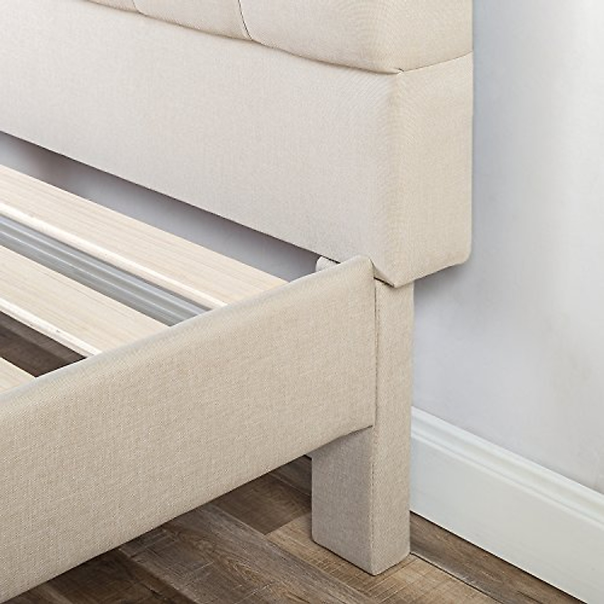 ZINUS Misty Upholstered Platform Bed Frame, Mattress Foundation, Wood Slat Support, No Box Spring Needed, Easy Assembly, Taupe, King