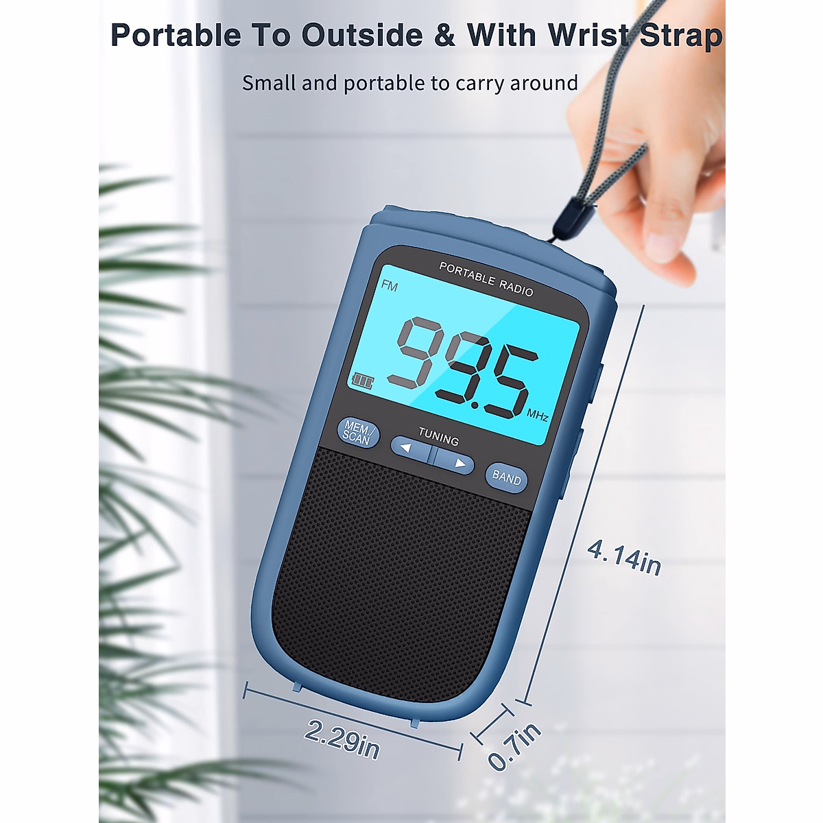 AM FM Walkman Radio: 900mAh Rechargeable Portable Transistor Pocket Radio with Best Reception Digital Tuning, LCD Screen,Stereo Earphone Jack, Sleep Timer and Alarm Clock for Jogging,Walking(Blue)