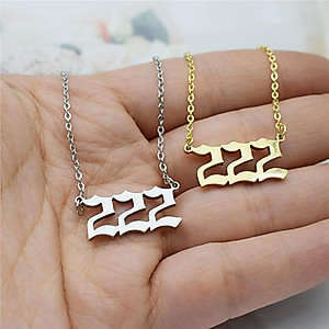 HUTINICE Angel Number Necklace, 222 Necklace Gold Dainty Choker Lucky Numbers Pendant Numerology Minimalist Women Jewelry (222-Gold)