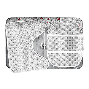 WONDERTIFY Snowflakes Bathroom Antiskid Pad Hanging Christmas Tree Branches 3 Pieces Bathroom Rugs Set, Bath Mat+Contour+Toilet Lid Cover Wooden
