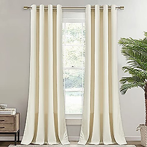 StangH Ivory White Velvet Curtains & Black Blackout Curtains