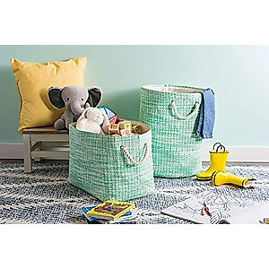 DII Woven Paper Storage Bin, Tweed, Aqua, Large