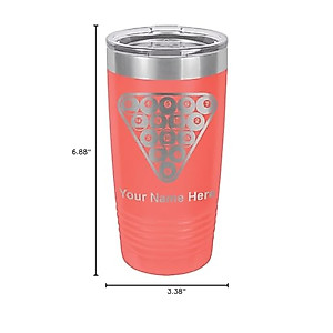LaserGram 20oz Vacuum Insulated Tumbler Mug, Billiard Balls, Personalized Engraving Included (Coral)