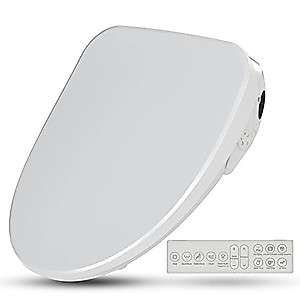 ANZZI Smart Electric Bidet Seat for Elongated Toilets, Heated Seat, Warm Air Dryer, Temperature and Pressure Controlled Functions, Air Purifier and Deodorizer, with Remote Control (TL-AZEB105B)