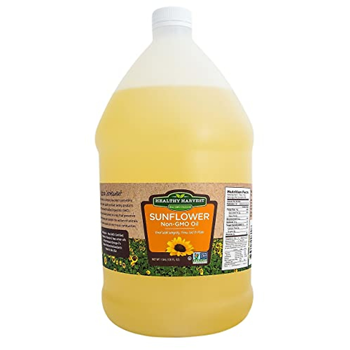 Healthy Harvest Non-GMO Sunflower Oil - Healthy Cooking Oil for Cooking, Baking, Frying & More - Naturally Processed to Retain Natural Antioxidants (One Gallon)